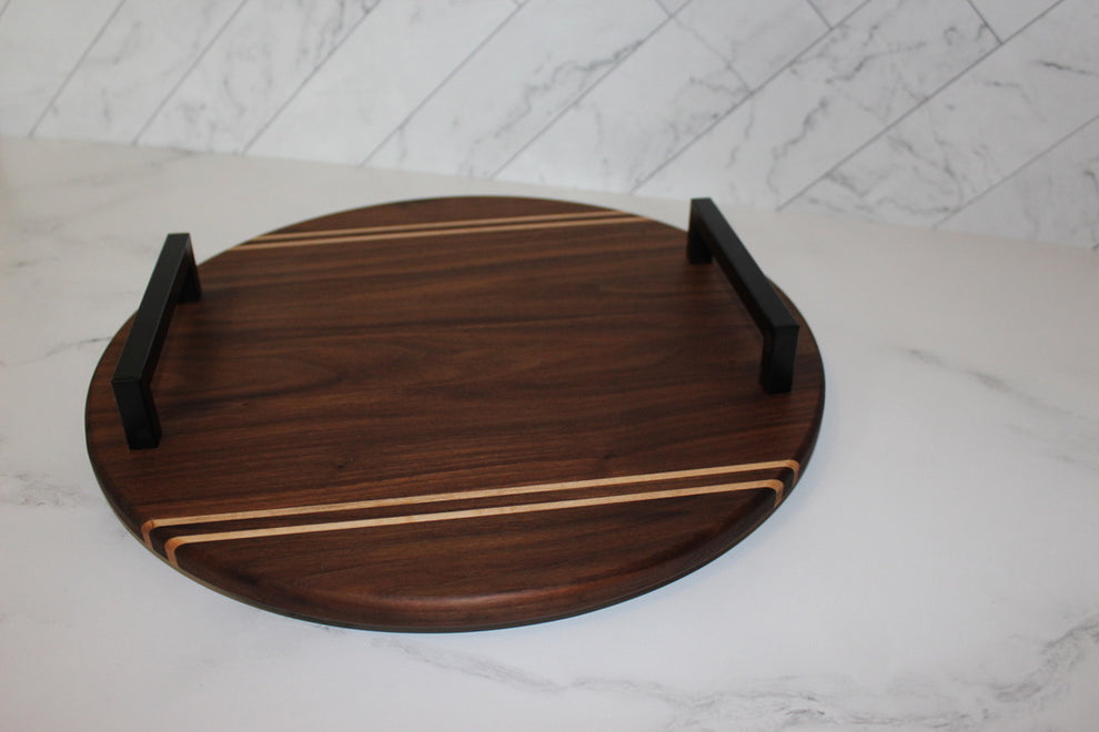 Walnut Small Round Serving Tray – derekjameswoodworking